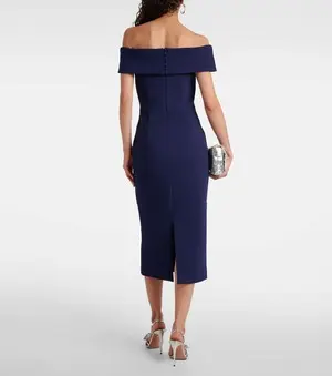 Rebecca Vallance Amore Off-shoulder Crêpe Midi Dress - Blue