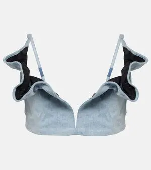 Y/project Ruffled Denim Bra Top - Blue