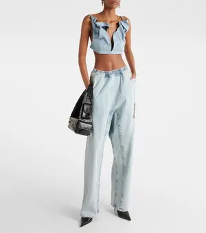 Y/project Ruffled Denim Bra Top