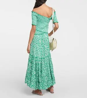 Poupette St Barth Soledad Floral Midi Dress - Blue