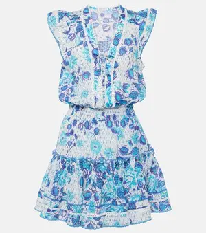 Poupette St Barth Anais Printed Cotton Minidress - Blue