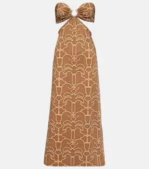 Johanna Ortiz Ring-detail Printed Maxi Dress - Brown