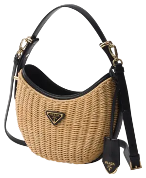 Prada Arqué Wicker And Leather Bag