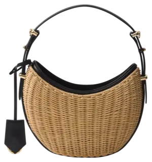 Prada Arqué Wicker And Leather Bag