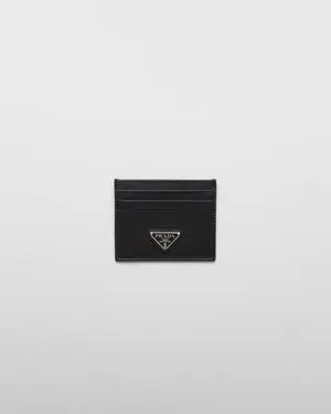 Prada Re-nylon And Saffiano Leather Card Holder - Black
