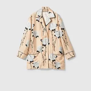 Gucci Floral Print Silk Twill Shirt