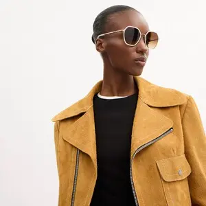 COACH Embellished Narrow Metal Hexagon Sunglasses