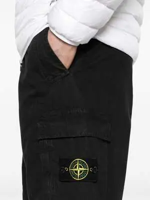 Stone Island Compass-badge Cotton Cargo Shorts - Black
