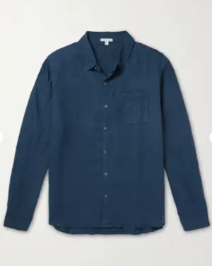 JAMES PERSE Garment-Dyed Linen Shirt Navy