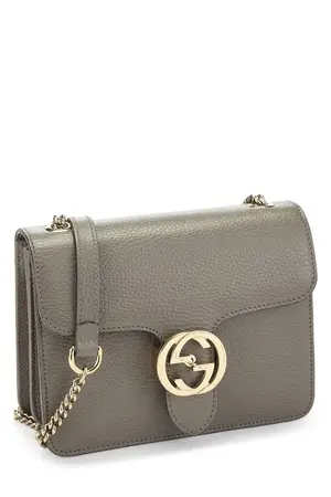 Gucci Leather Interlocking Crossbody - Grey