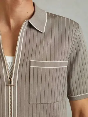 REISS Christophe Ribbed Dual Zip-front Shirt