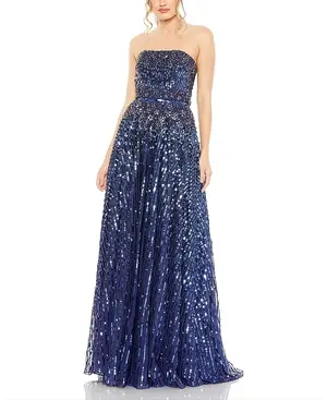 Bead Embellished Strapless Evening Gowns