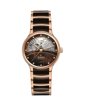 RADO Centrix Diamonds Open Heart Automatic Watch, 35mm - Brown