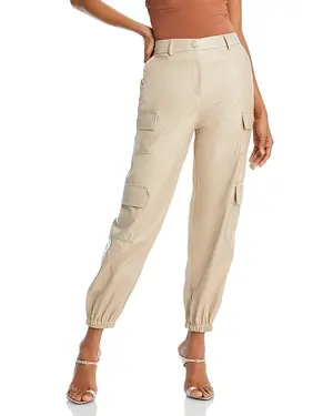 Aqua Faux Leather Cargo Pants Exclusive