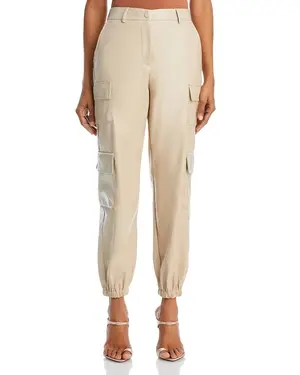 Aqua Faux Leather Cargo Pants Exclusive