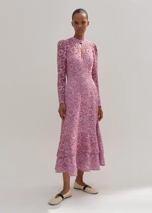 ME+EM Two-tone Lace Midi Dress