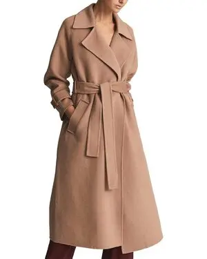 REISS Reiss Felo Belted Blindseam Wool-Blend Coat Pink