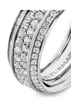 David Yurman 18k White Gold Diamond Beveled Band Ring
