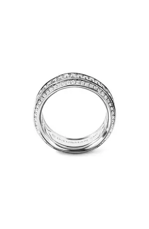 David Yurman 18k White Gold Diamond Beveled Band Ring
