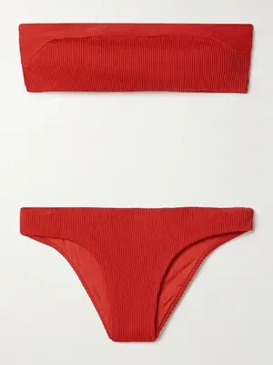 HAIGHT. Gabi Ribbed Bandeau Bikini - Red