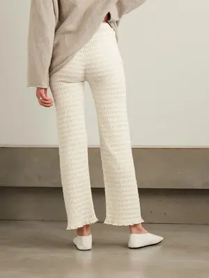 LAUREN MANOOGIAN Smocked Textured Flared Pants
