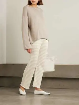 LAUREN MANOOGIAN Smocked Textured Flared Pants