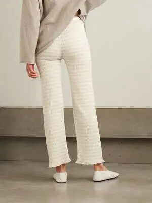 LAUREN MANOOGIAN Smocked Textured Flared Pants
