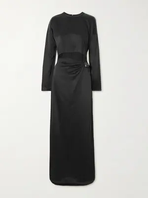 Nanushka Beatriz Cutout Faux Leather-trimmed Maxi Dress - Black