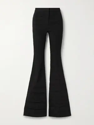 Brandon Maxwell The Fae Crinkled Stretch Linen-blend Flared Pants