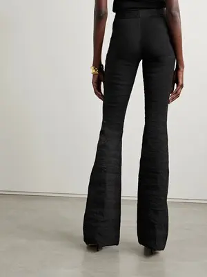 Brandon Maxwell The Fae Crinkled Stretch Linen-blend Flared Pants