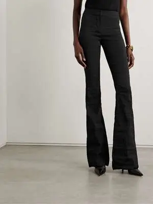 Brandon Maxwell The Fae Crinkled Stretch Linen-blend Flared Pants
