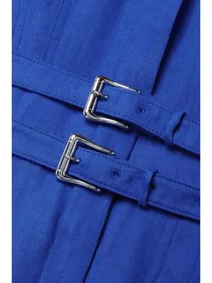 Gabriela Hearst Elea Buckled Linen Midi Dress - Blue