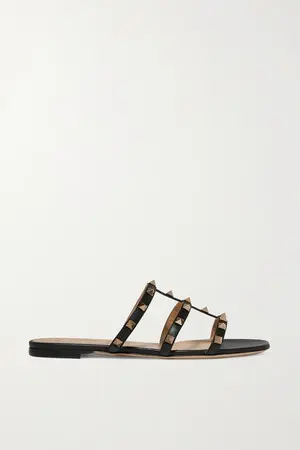 Women's Rockstud Calfskin Leather Slide 60 Mm Sandals