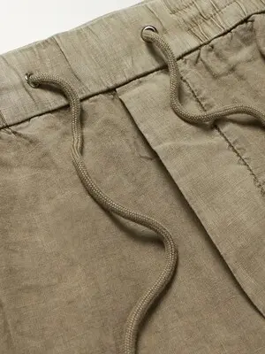JAMES PERSE Straight-leg Garment-dyed Linen Drawstring Trousers