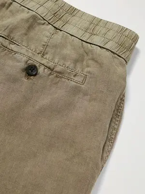 JAMES PERSE Straight-leg Garment-dyed Linen Drawstring Trousers