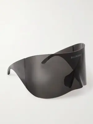 Balenciaga Oversized Rimless Wrap-Around Acetate Sunglasses  display picture 1