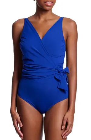 Hanky Panky Wrap One-piece Swimsuit - Poolside (blue-solid)