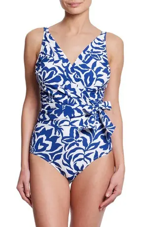 Hanky Panky Wrap One-piece Swimsuit - Poolside Blue Print