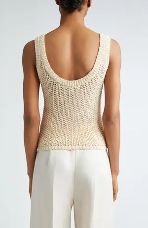Max Mara Arrigo Openwork V-neck Tank - Ivory