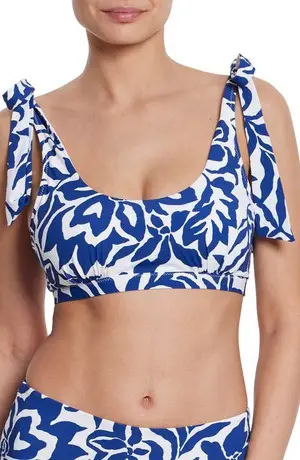 Hanky Panky Swim Scoop Bikini Top - Poolside Blue Print