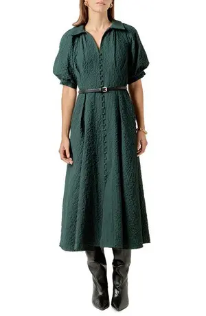 English Factory Button Front Maxi Dress - Dark Green