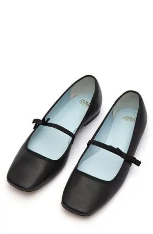 FRANCES VALENTINE Square-toe Mary Jane Flat - Black 2