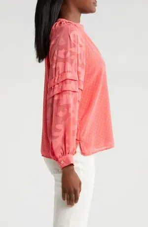 Vince Camuto Raglan Sleeve V-neck Top - Calypso Coral