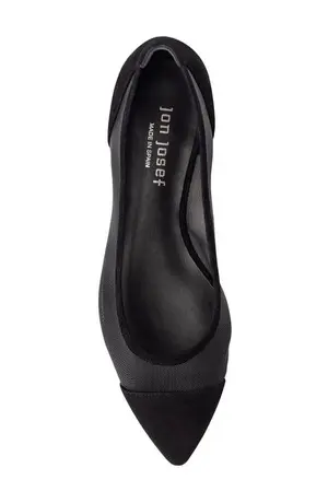 JON JOSEF Ray Pointed-toe Flat - Black Suede Combo