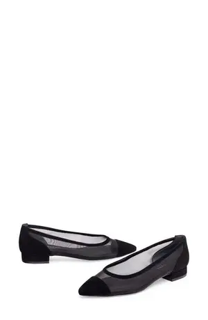 JON JOSEF Ray Pointed-toe Flat - Black Suede Combo