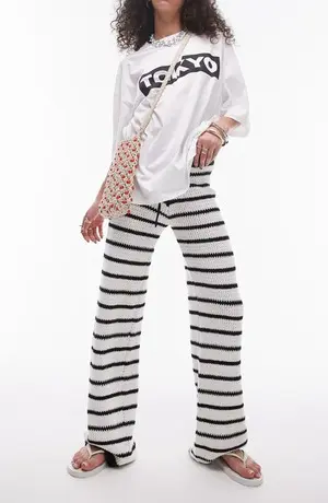 Topshop Stripe Knit Drawstring Pants