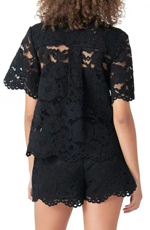 Endless Rose Lace Button-down Shirt - Black