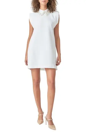 Endless Rose Imitation-pearl Fringe Mini Shirtdress