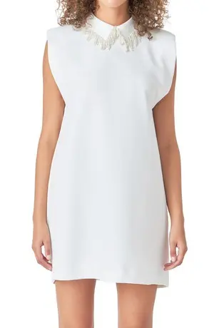 Endless Rose Imitation-pearl Fringe Mini Shirtdress