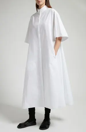 THE ROW Bredel Cotton Poplin Midi Shirtdress
